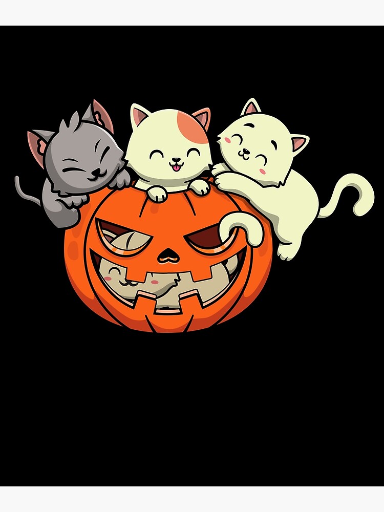 "Halloween Cats Pumpkin Scary Cat Costume Horror " Poster for Sale by ...