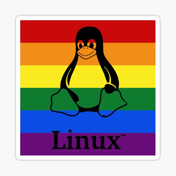 "Linux logo w/ pride flag" Sticker for Sale by queerbit | Redbubble