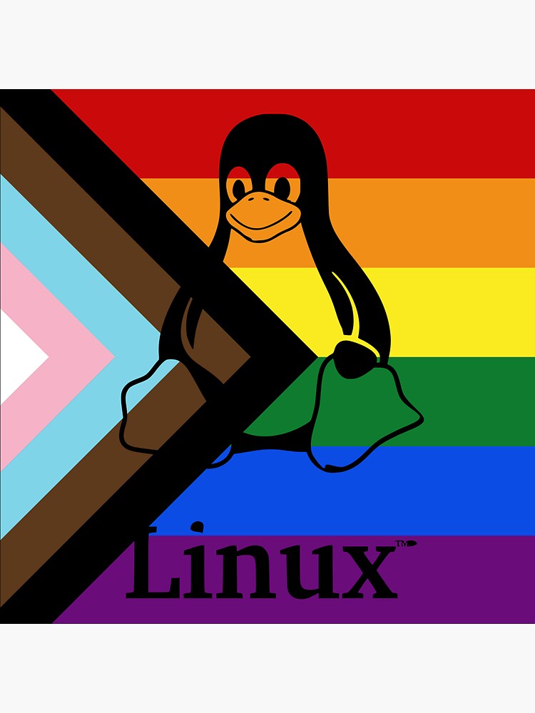 "Linux logo w/ diverse pride flag" Sticker for Sale by queerbit | Redbubble