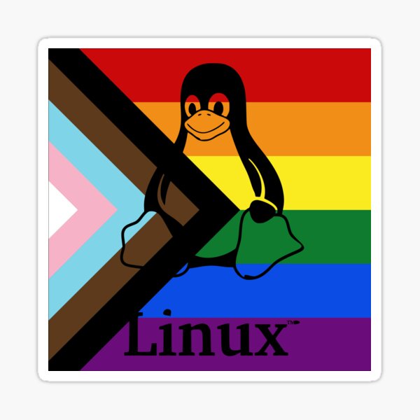 "Linux logo w/ diverse pride flag" Sticker for Sale by queerbit | Redbubble