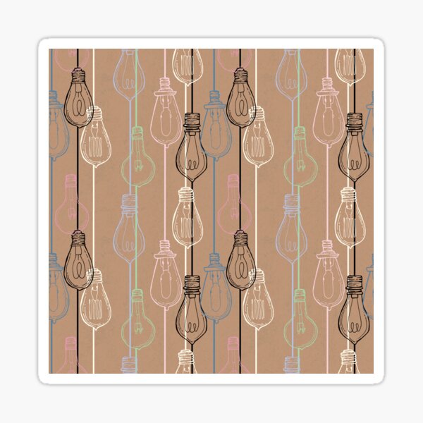 "Hanging Vintage Electric Lightbulbs Brown Paper" Sticker for Sale by ...