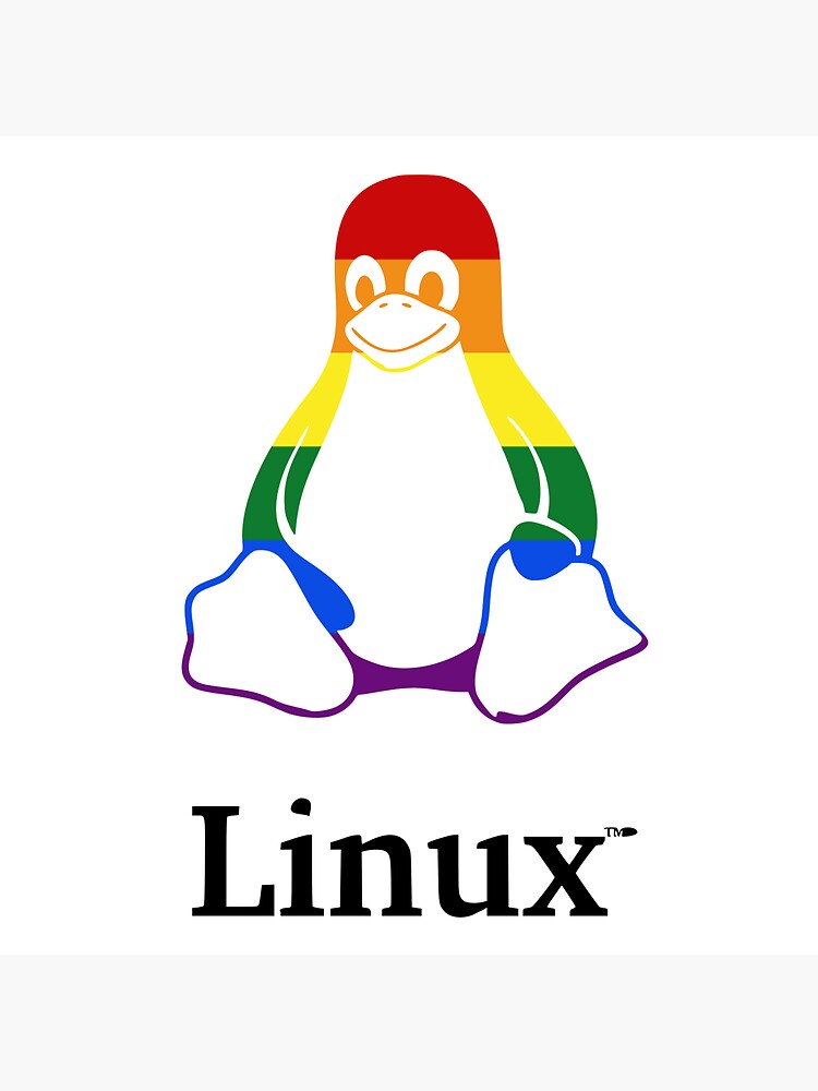 "Linux logo w/ pride flag - white background" Sticker for Sale by ...