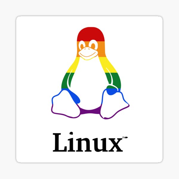 "Linux logo w/ pride flag - white background" Sticker for Sale by ...
