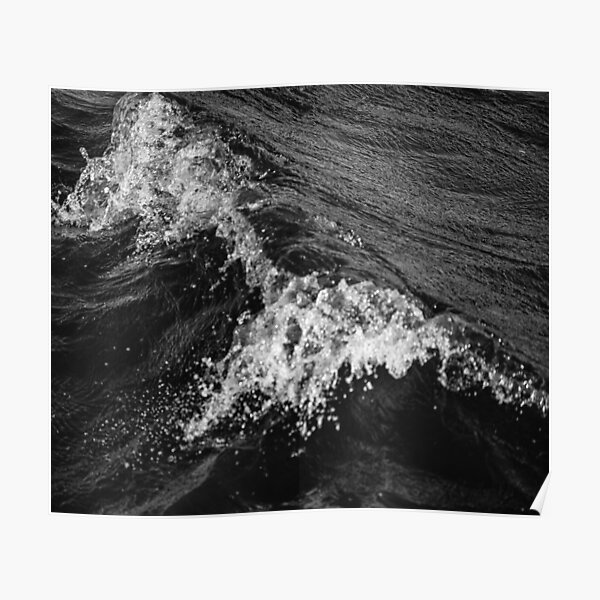 "Wave ridge on the undulating water of the lake - black and white ...