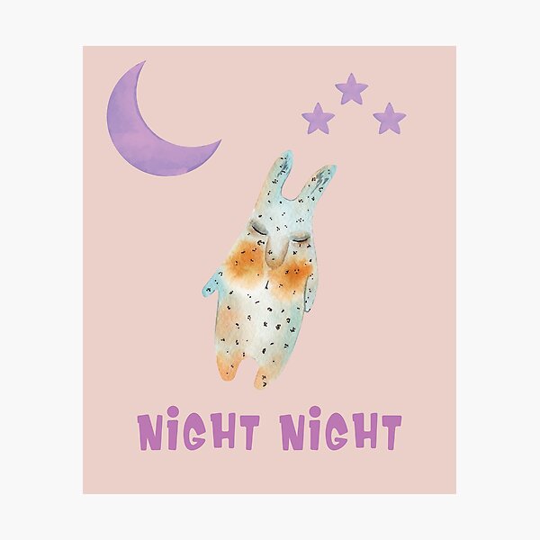 "Goodnight - sleeping rabbit - stars - moon - night night - pearl pink ...