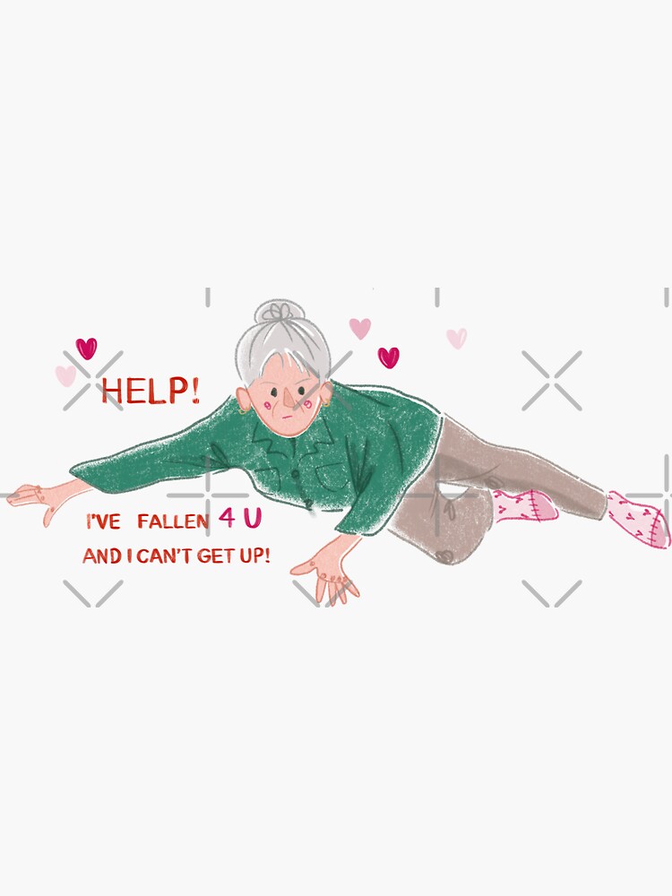 "Help! I've Fallen 4 U and I Can't Get Up Valentine" Sticker by ...