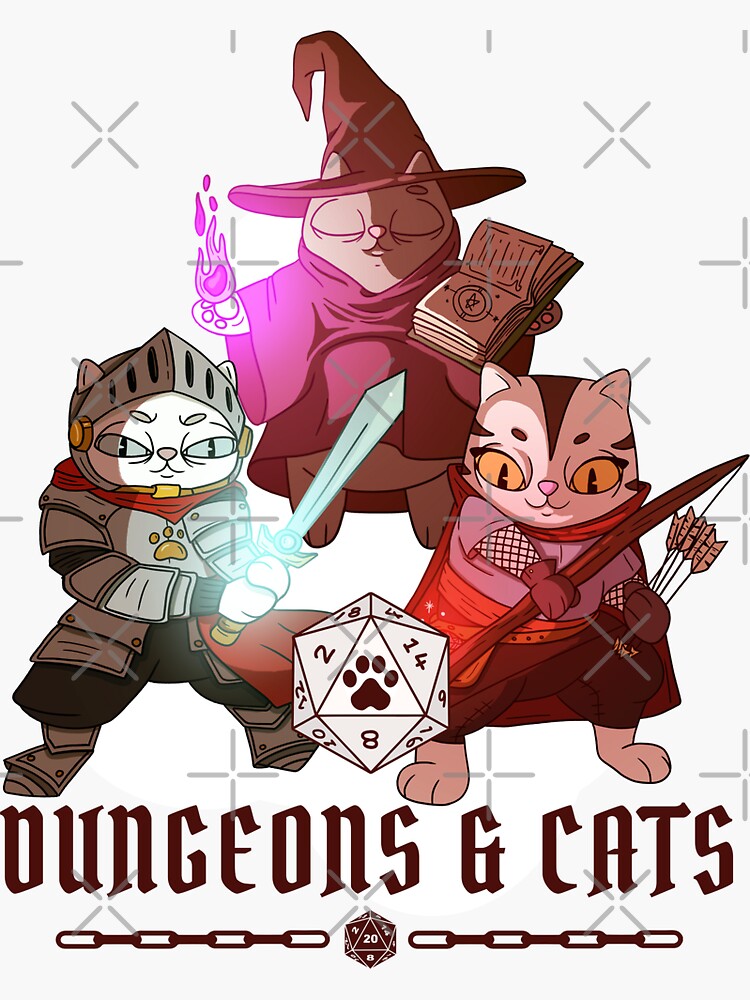 "Dungeons and Cats: for dnd cat lovers" Sticker for Sale by ...
