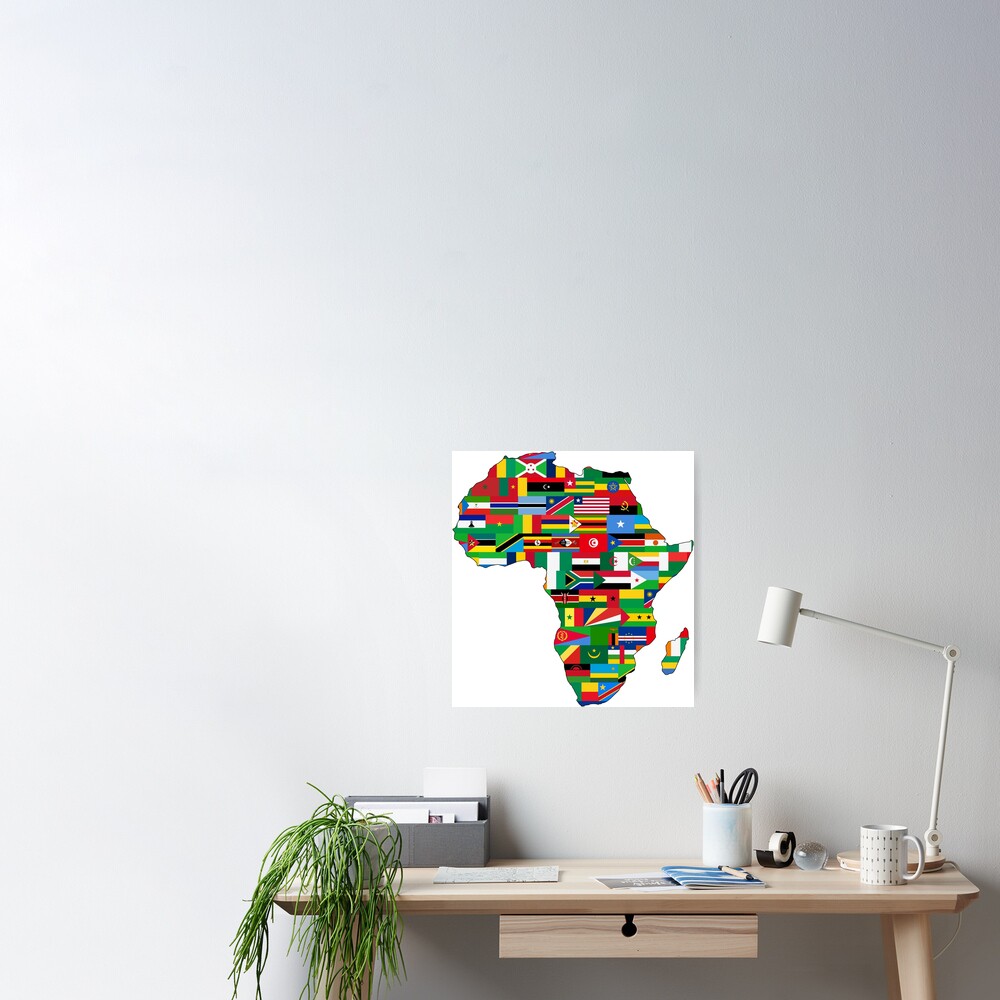 "Africa Map With Flags" Poster for Sale by pereirashop | Redbubble