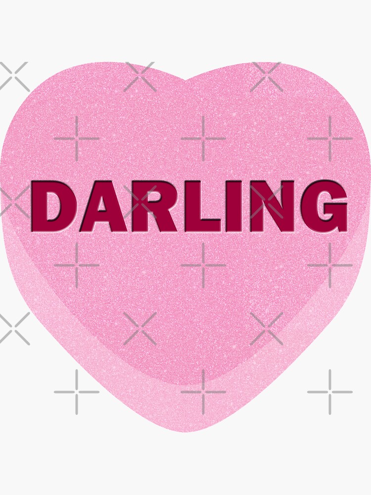 "Conversation Heart Pink Darling" Sticker by Darcy777 | Redbubble