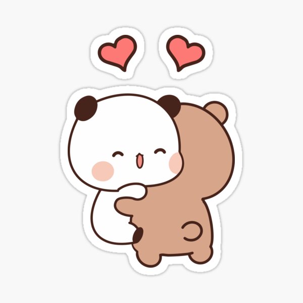 "CUTE COUPLE LOVE, PANDA BEAR HUG" Sticker for Sale by dev-ilyass ...