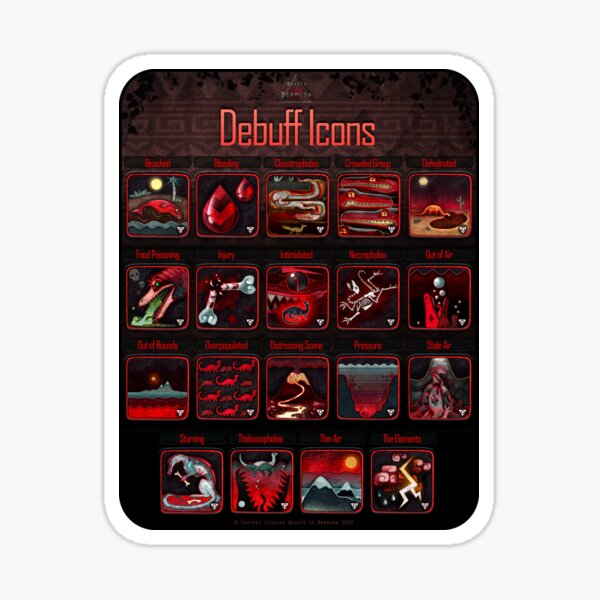 "In-game Debuffs Poster" Sticker for Sale by BeastsOfBermuda | Redbubble