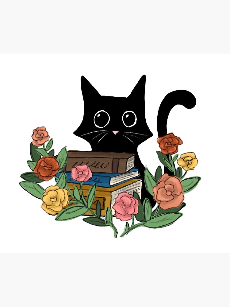 "Bookworm Cat" Sticker by squids-sketches | Redbubble