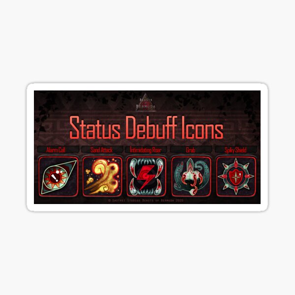 "In-game Status Debuffs Poster" Sticker for Sale by BeastsOfBermuda ...