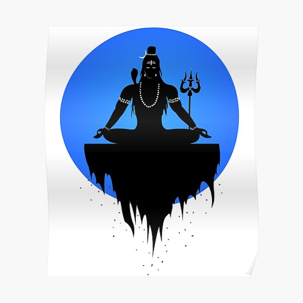 "Lord Shiva Meditaing Vector art Trishul" Poster by RasikaDesigns ...