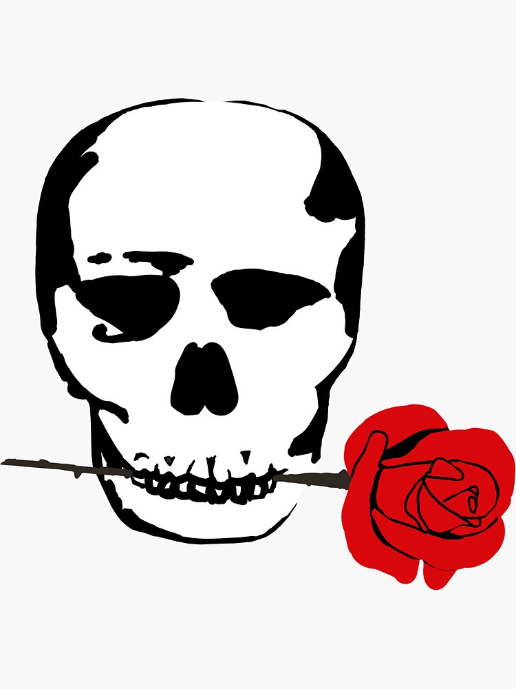 "Skull Holding Rose" Sticker by fesslerv | Redbubble