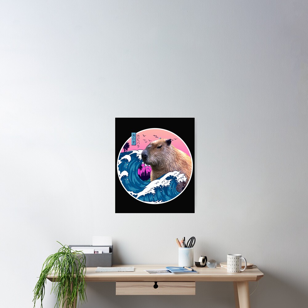 "kanagawa japanese the great wave Rodents capybara " Poster by Mutki ...
