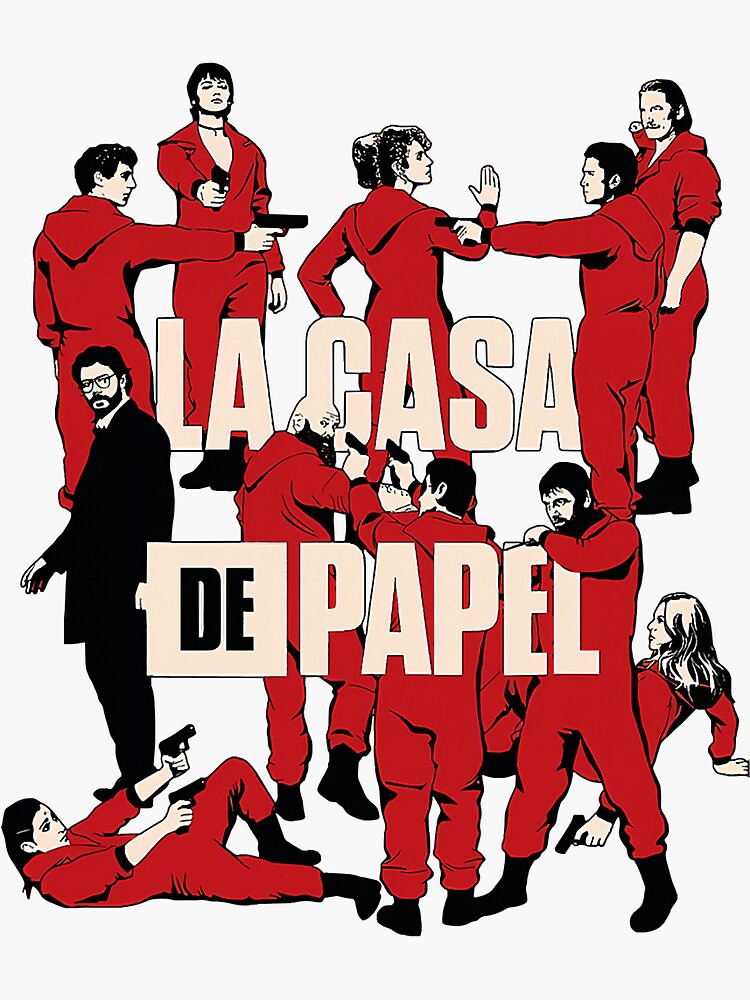 "All Characters Money City Heists" Sticker by BarneyFit52 | Redbubble