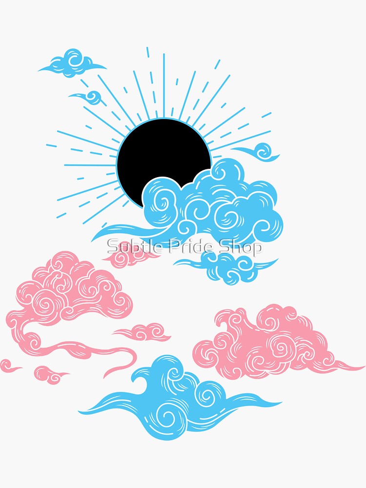 "Sun and Clouds Black Trans Flag. Transgender Pride" Sticker by ...
