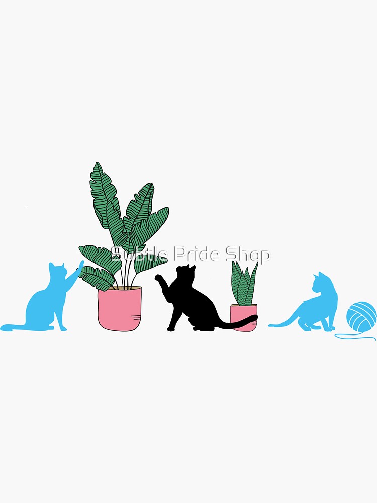 "Cats and Plants Black Trans Flag. Transgender Pride" Sticker by ...