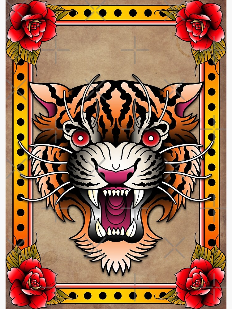 " tiger old school poster" Canvas Print for Sale by cat poe | Redbubble