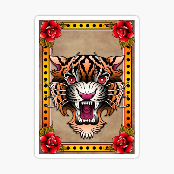 " tiger old school poster" Sticker for Sale by guillermofarze | Redbubble