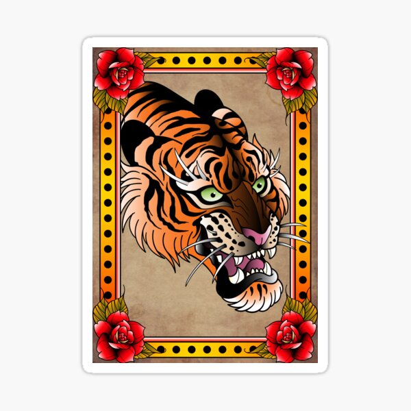 "tiger old school poster japan" Sticker for Sale by guillermofarze ...