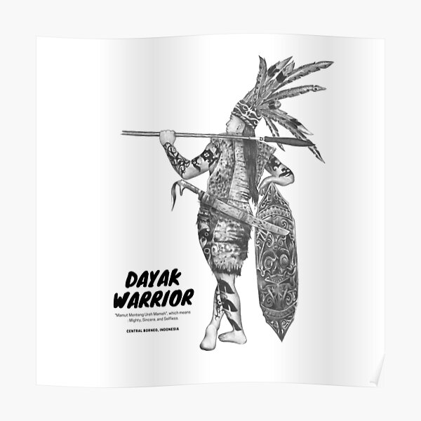 Póster «Cultura Dayak de Borneo - Bosquejo original de los Guerreros ...