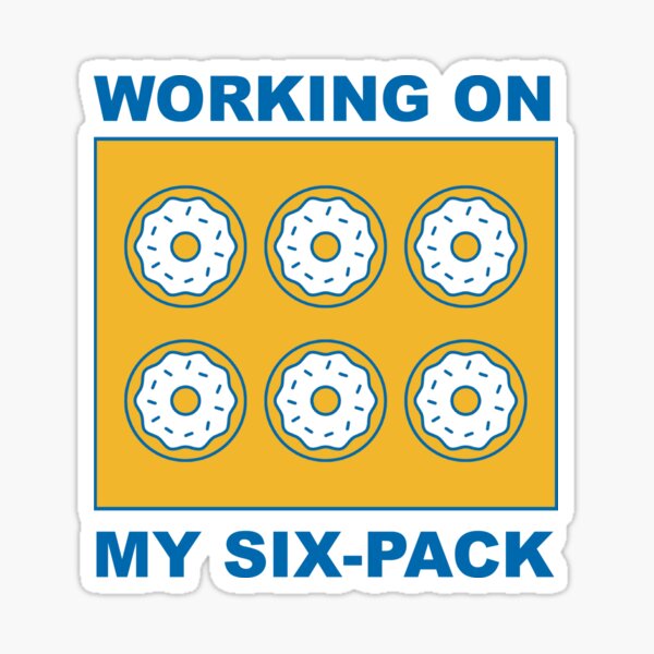 "Working on My Six-Pack" Sticker by ThePurplePeople | Redbubble