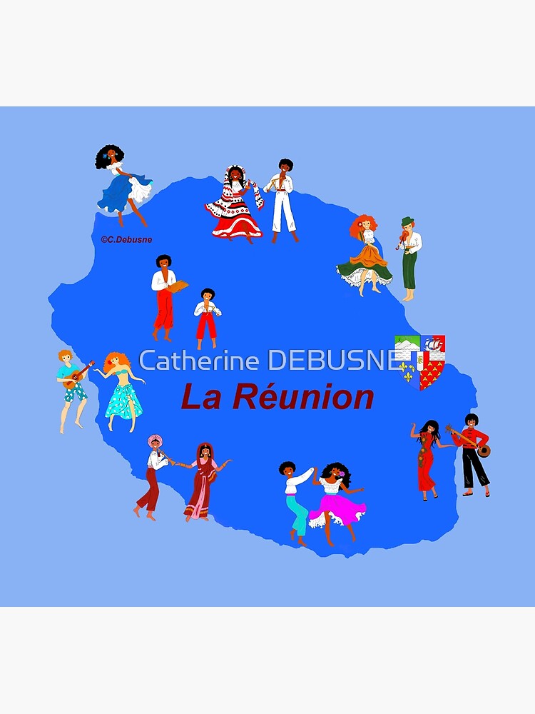 Lámina fotográfica «Mapa de Reunión y sus trajes» de Folklore | Redbubble