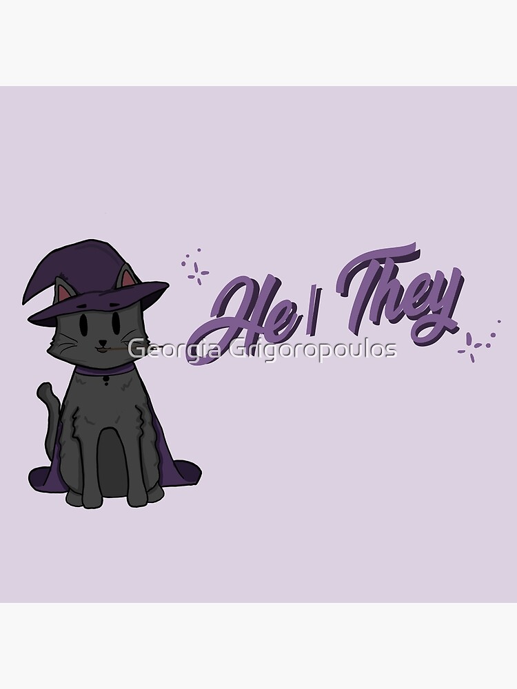 "He / They Cat Pronoun Wizard / Witch" Poster for Sale by GeorgiaG1233 ...