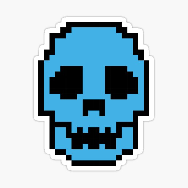 "Blue Pixel Skull" Sticker for Sale by Manpixel | Redbubble