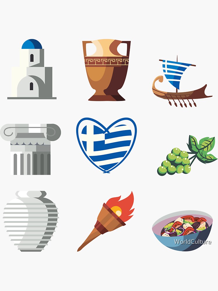"Ancient Greek Set" Sticker by WorldCulture | Redbubble