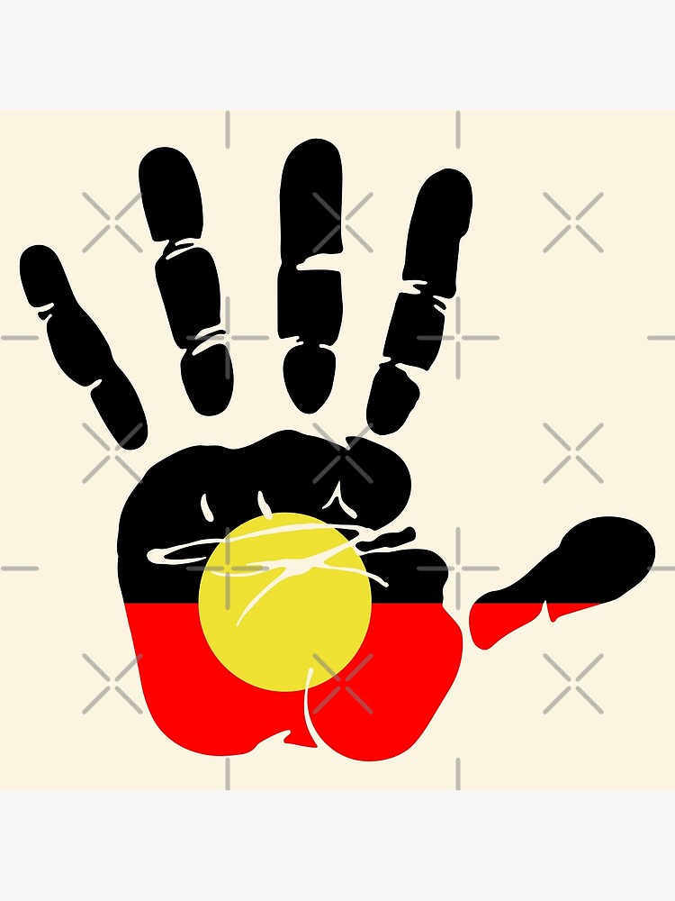 "Aboriginal Flag Art Designs Hand Australian Indigenous People" Poster ...