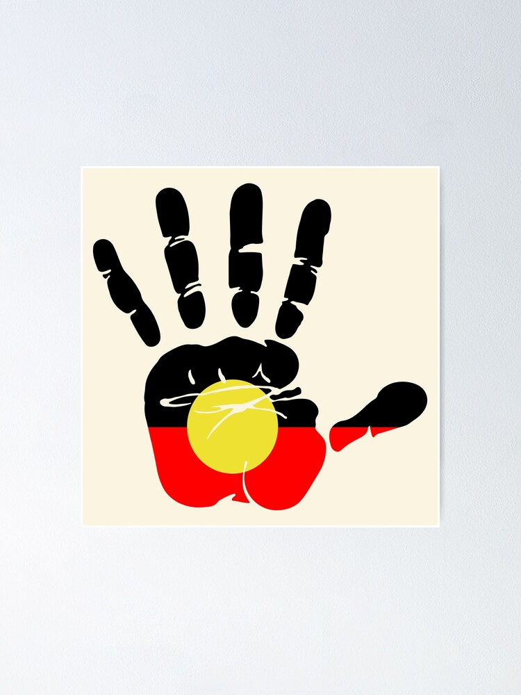 "Aboriginal Flag Art Designs Hand Australian Indigenous People" Poster ...