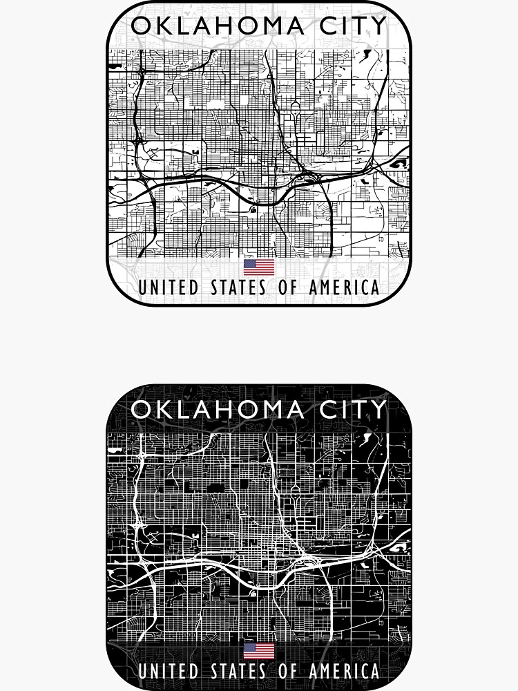 "OKLAHOMA CITY MAP USA Sticker Pack" Sticker by hatimelhag | Redbubble