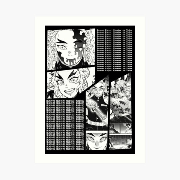 "Kyojuro Rengoku Demon Slayer Kimetsu no Yaiba Manga Panel Design" Art ...