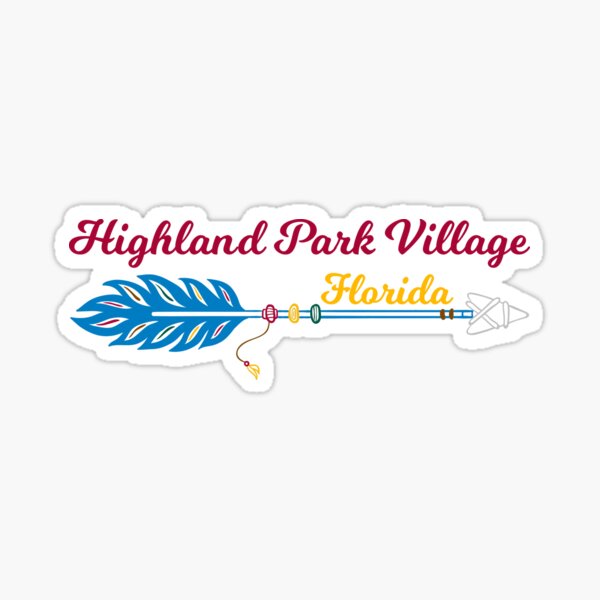 "Highland Park Village Florida Featuring Arrow with Feather" Sticker by ...