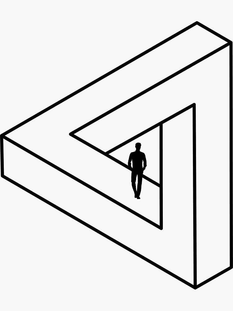 "Man walking On An Infinite Triangle" Sticker by supnups | Redbubble