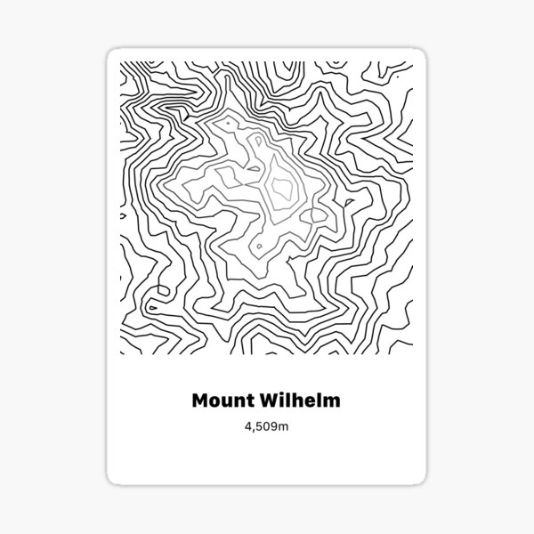 "Mount Wilhelm Topographic Map" Sticker for Sale by Visitify | Redbubble