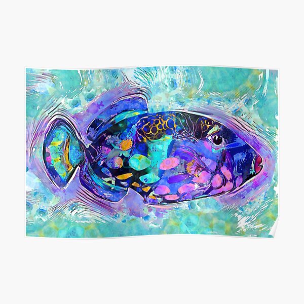 "Colorful Clown Trigger Fish - Wild Triggerfish Beach Art" Poster for ...