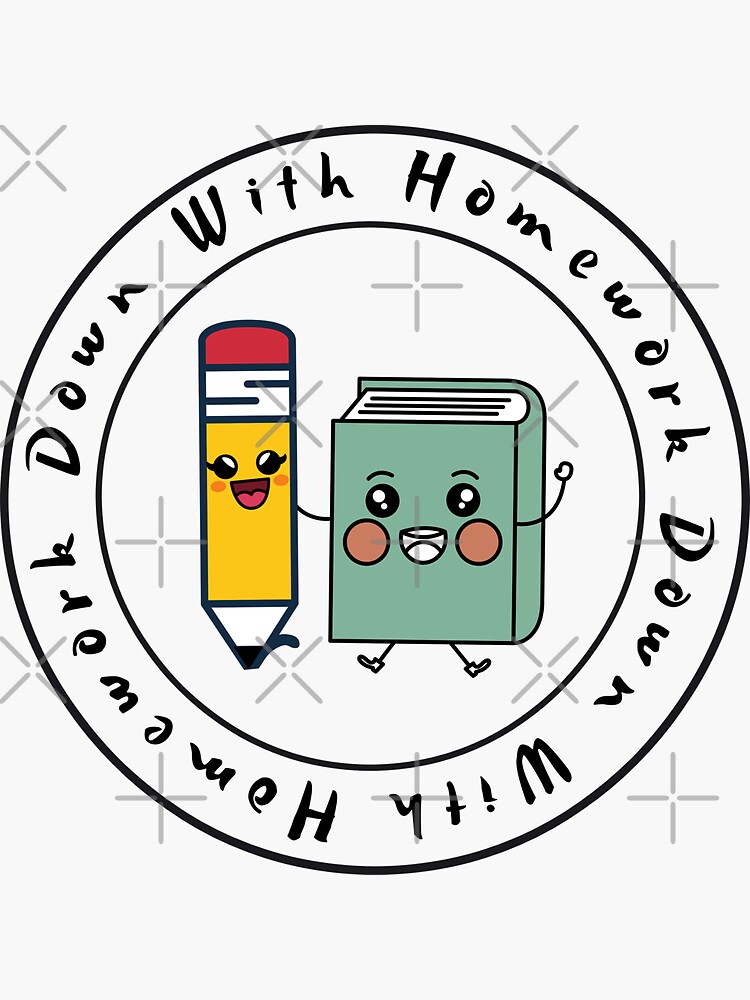 "Down With Homework Kawaii Pencil And Book" Sticker by bsrishika ...