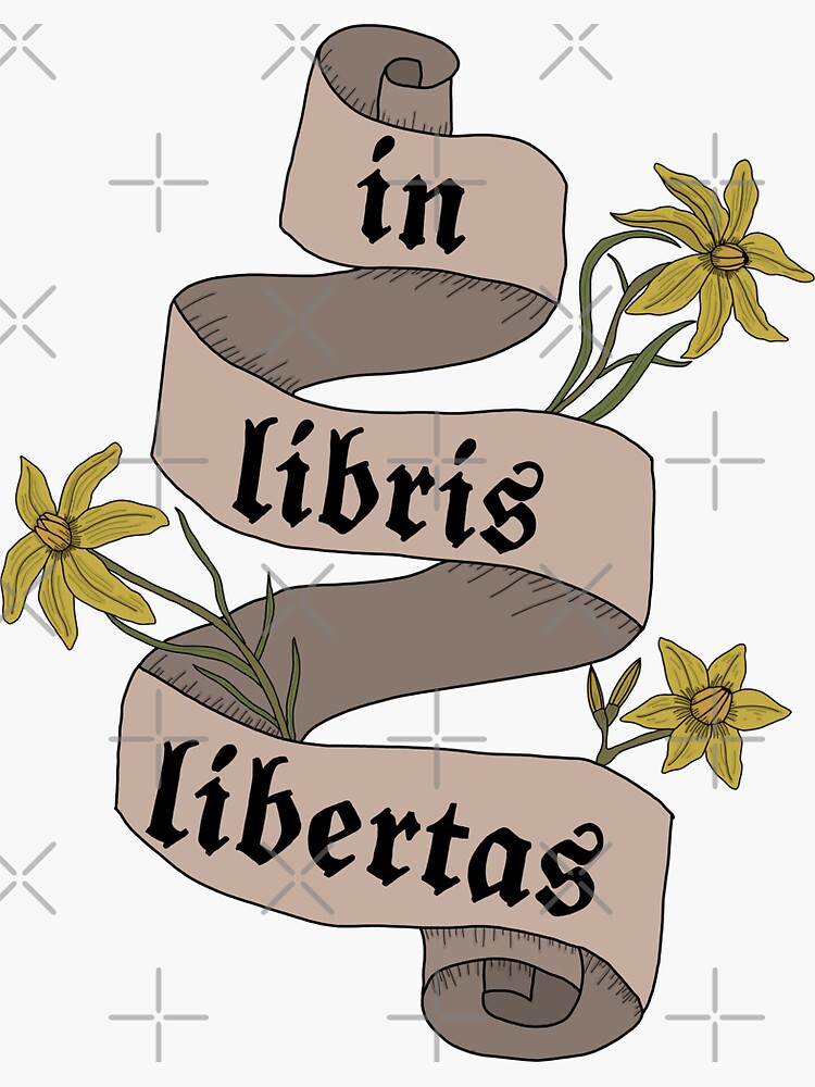 "In books freedom " Sticker for Sale by Becky-Marie | Redbubble