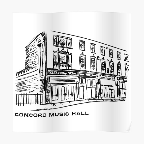 "Historical Chicago Architecture Illustration Concord Music Hall ...
