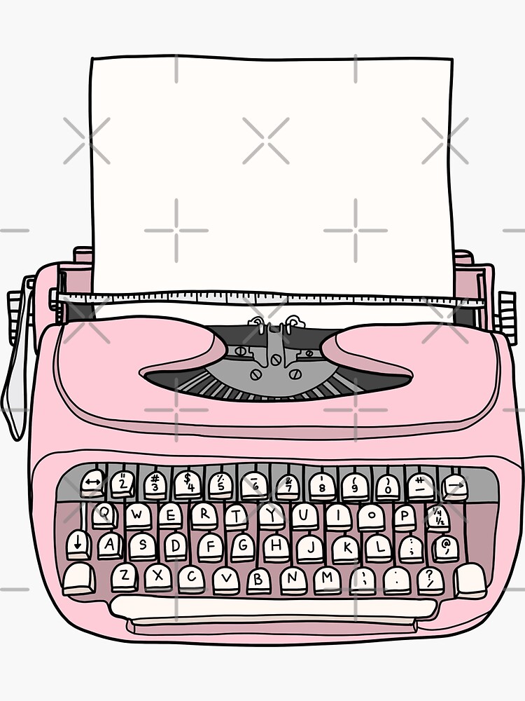 "Pink Typewriter" Sticker by Lizzie-kehr-art | Redbubble