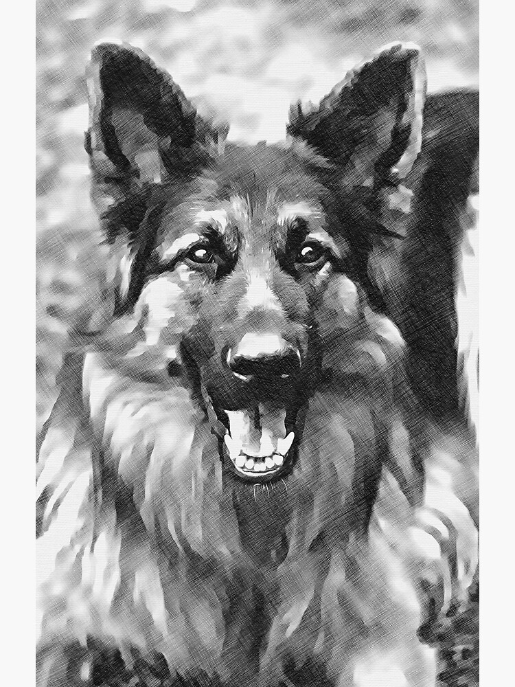 "A german shepherd ink wash art design. German Shepherd Art Prints ...