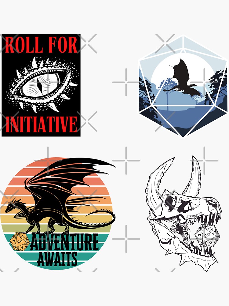 "Dnd sticker pack: dnd monsters: D20 Dragon, Tarrasque, skull, eye ...