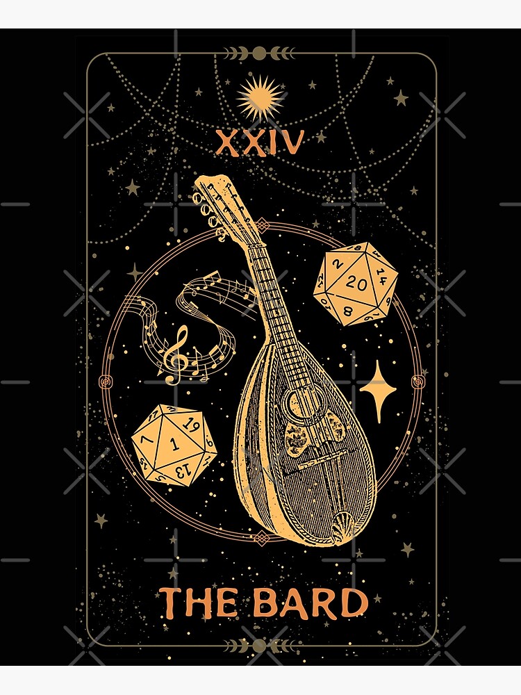 "DND BARD: Music instrument, D20 dice and tarot card version." Poster ...