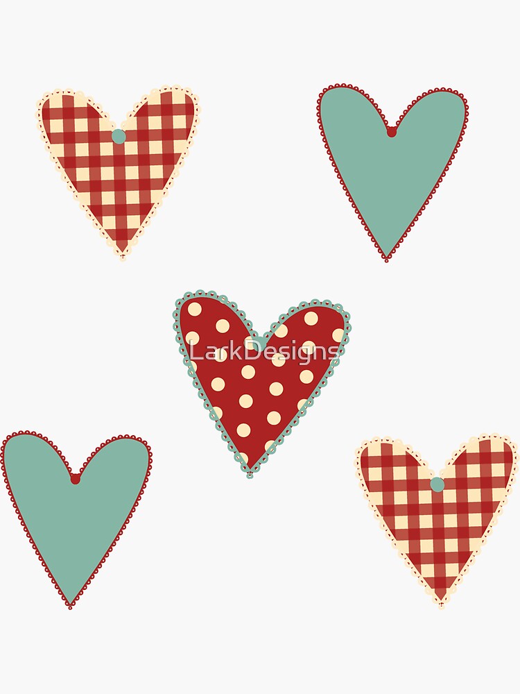 "Country Heart Sticker Set Teal & Red" Sticker by LarkDesigns | Redbubble