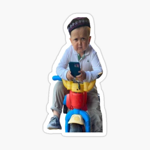"Hasbulla On Bicycle " Sticker for Sale by BitternotMeme | Redbubble