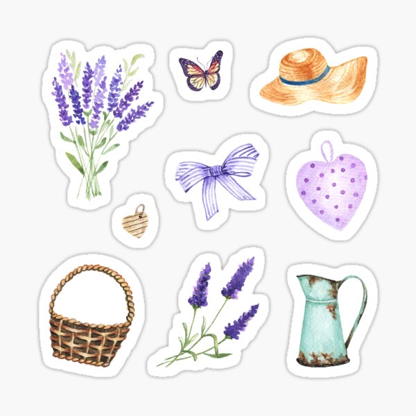 "Lavender Farm Watercolor Aesthetic Pack" Sticker for Sale by ...